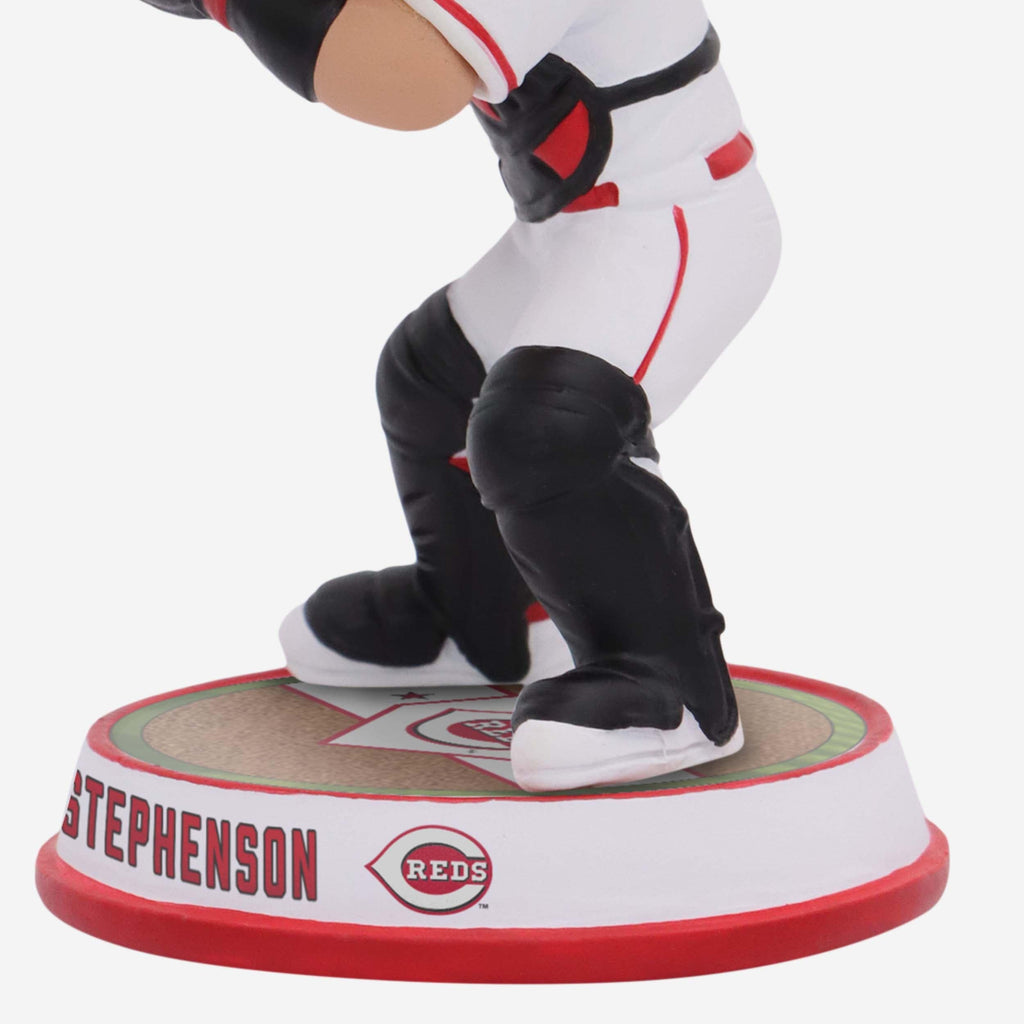 Tyler Stephenson Cincinnati Reds Fielding Pose Field Stripe Mini Bighe FOCO