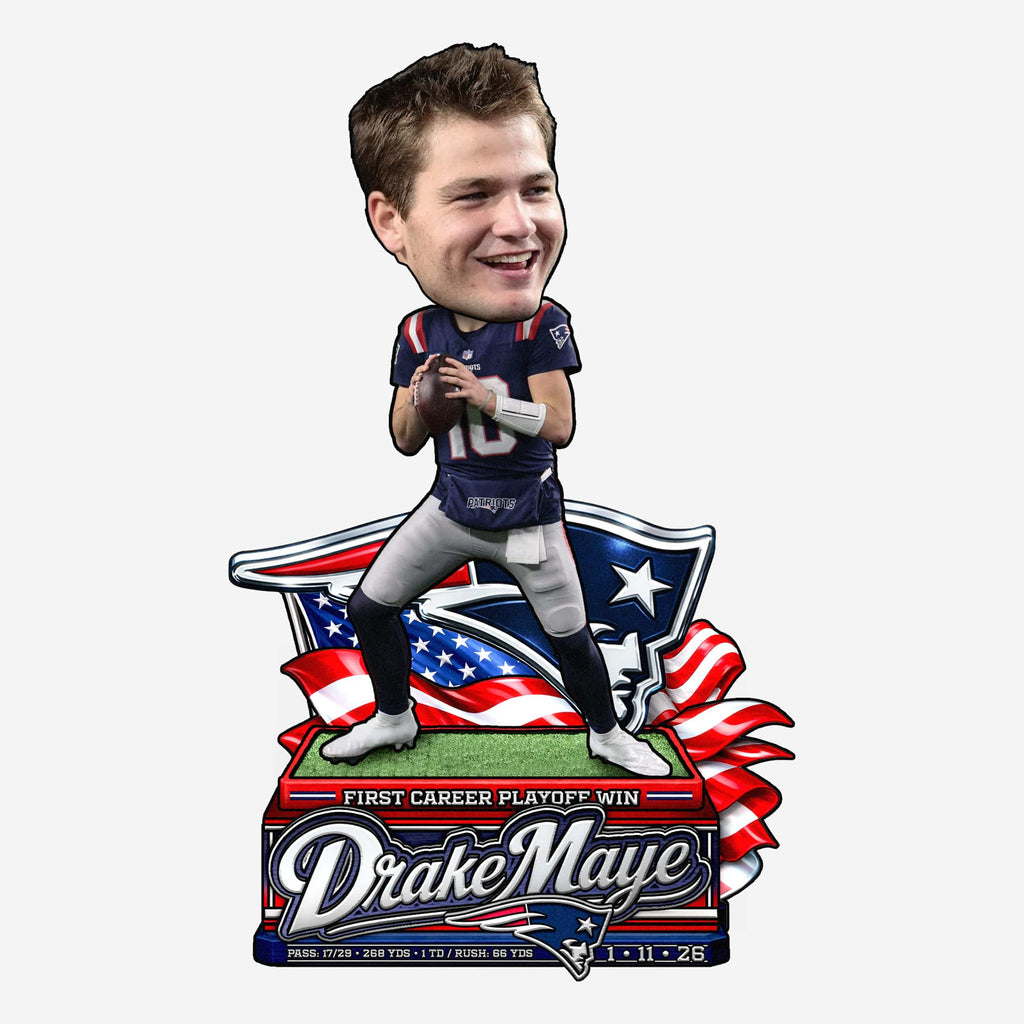Drake Maye New England Patriots First Playoff Win Bobblehead FOCO