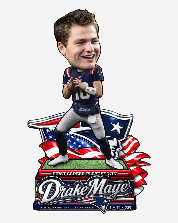 Drake Maye New England Patriots First Playoff Win Bobblehead FOCO