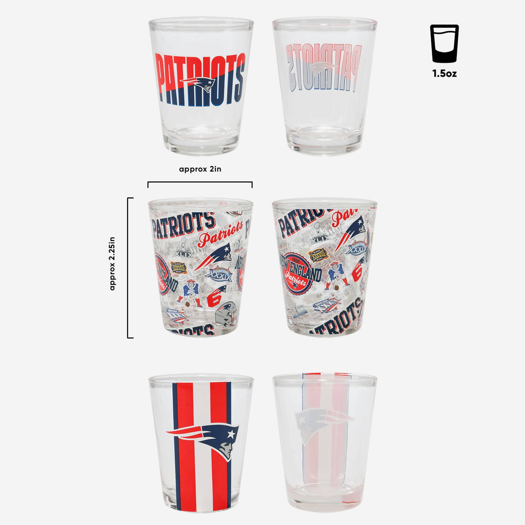 New England Patriots 3 Pack Shot Glass FOCO
