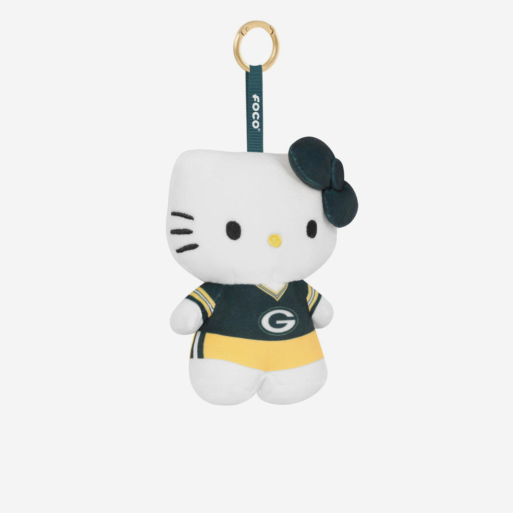 Green Bay Packers Plush Hello Kitty® Bag Charm Keychain FOCO