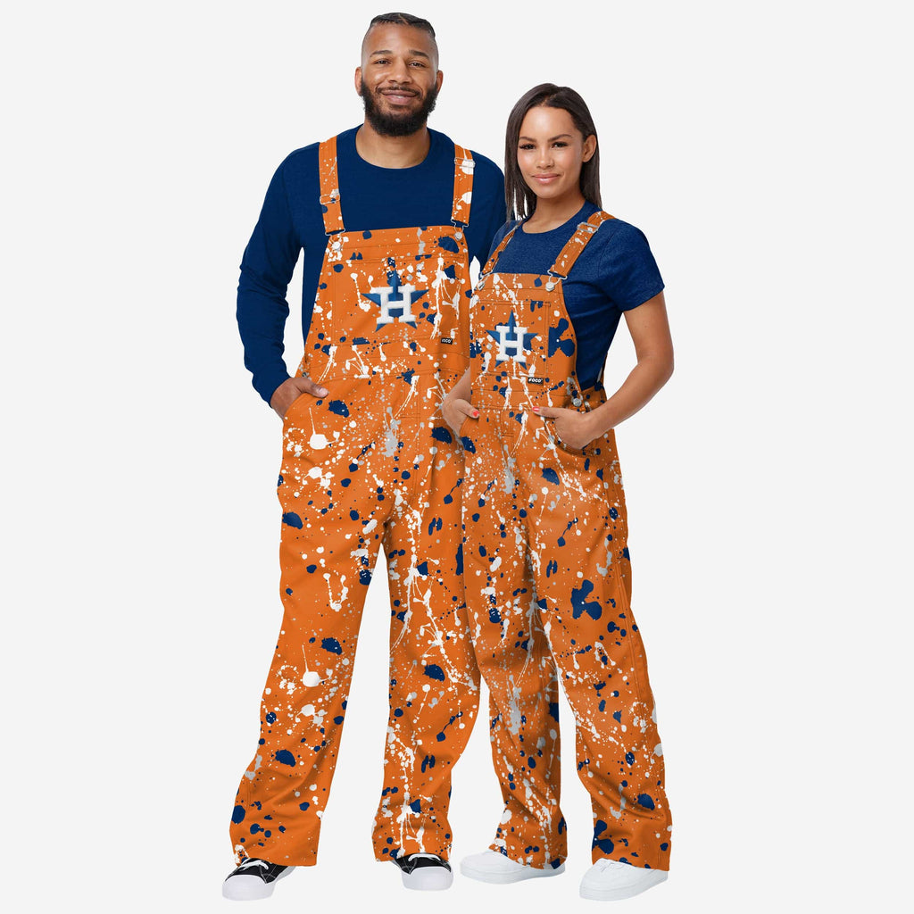 Houston Astros Mens Paint Splatter Bib Overalls FOCO