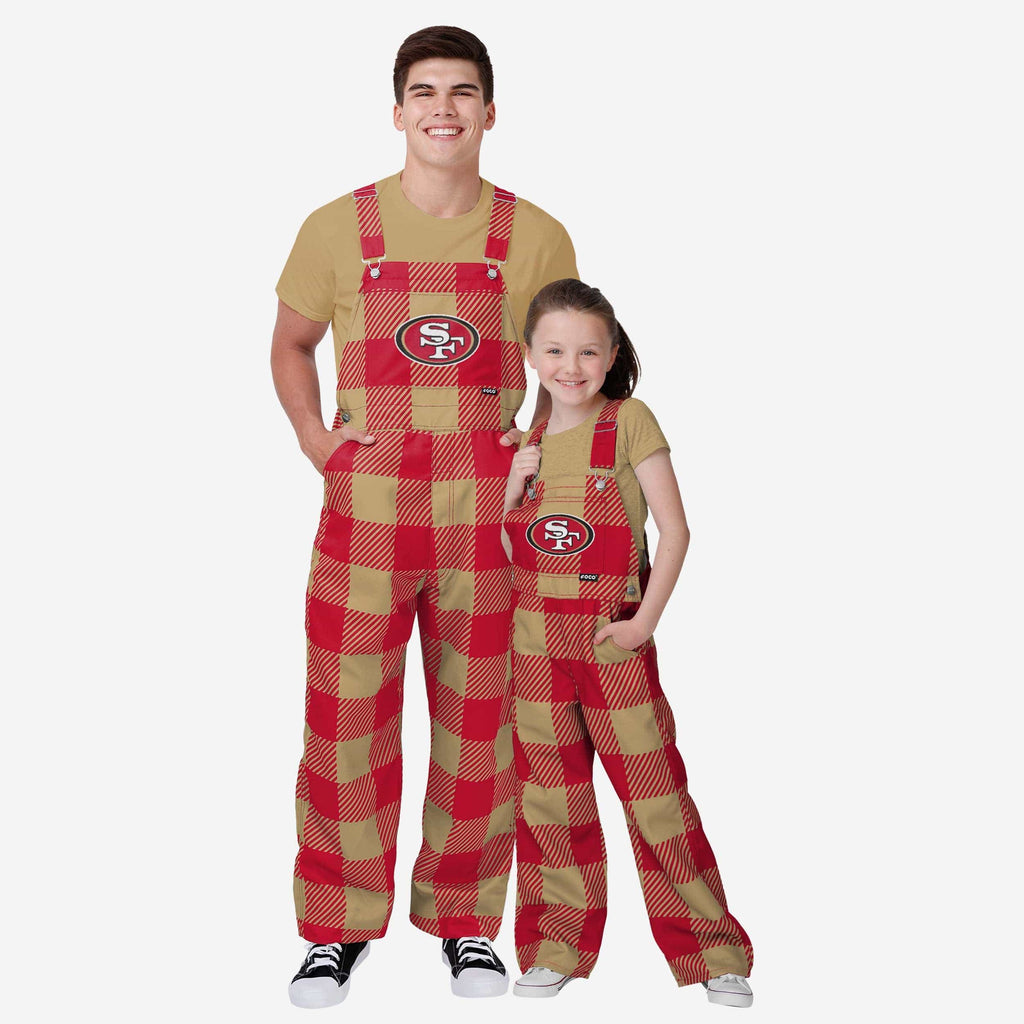 San Francisco 49ers Youth Plaid Bib Overalls FOCO