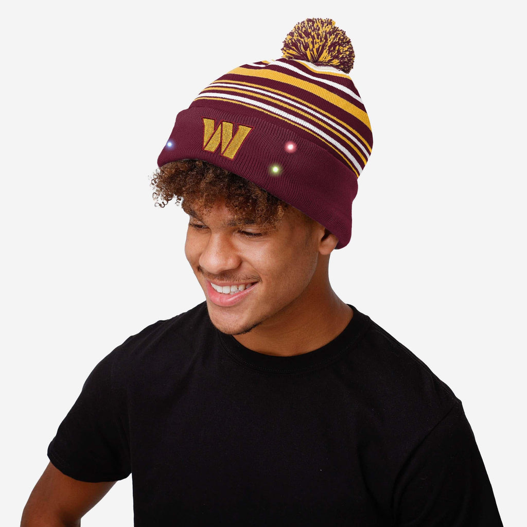 Washington Commanders Horizontal Stripe Light Up Beanie FOCO