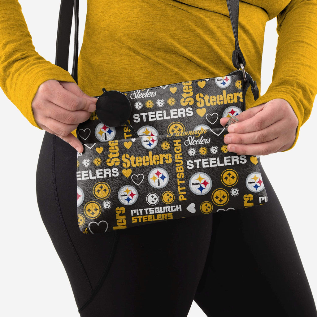Pittsburgh Steelers Logo Love Crossbody Purse FOCO