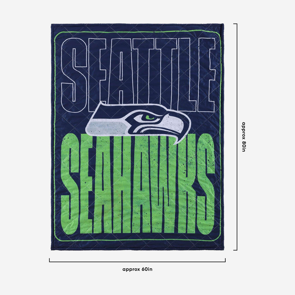 Seattle Seahawks Big Game Sherpa Lined Throw Blanket FOCO