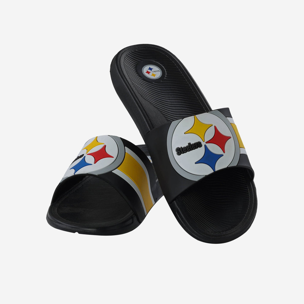 Pittsburgh Steelers Striped Big Logo Raised Slide FOCO
