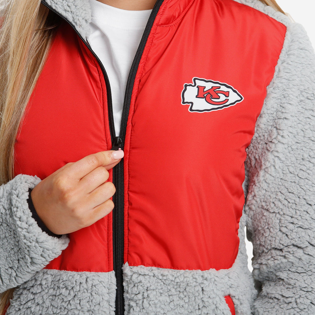 Kansas City Chiefs Womens Sherpa Soft Zip Up Jacket FOCO