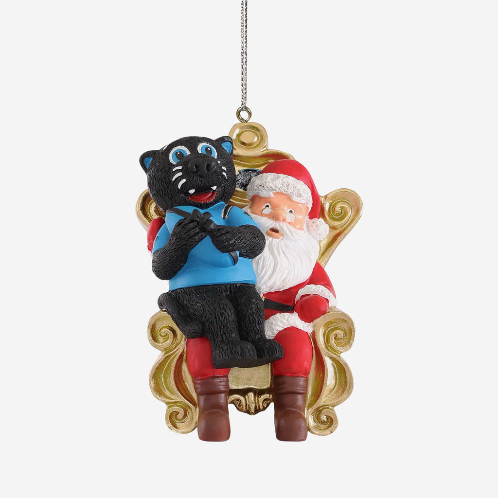 Sir Purr Carolina Panthers Mascot On Santa's Lap Ornament FOCO