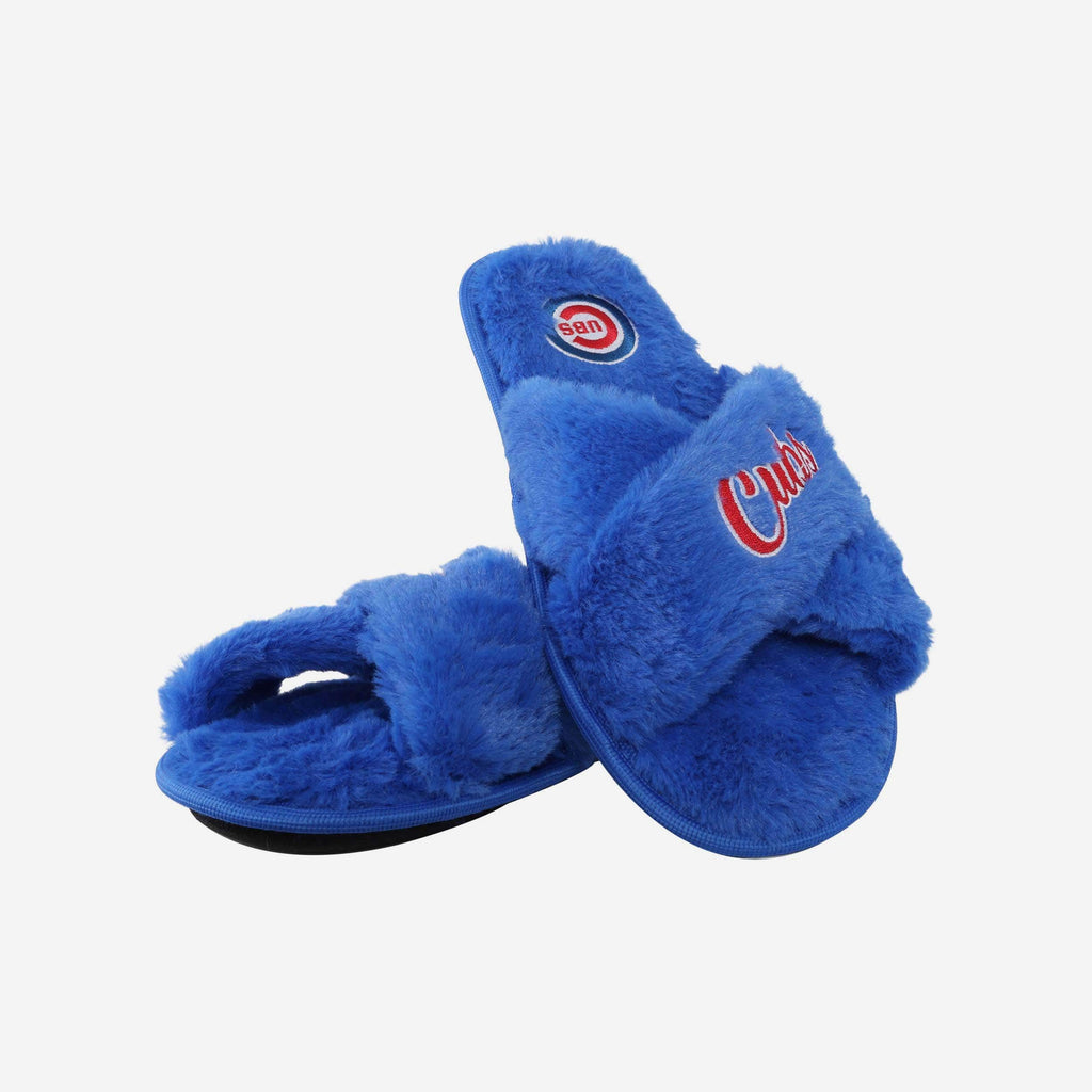 Chicago Cubs Womens Script Wordmark Fur Cross Slide FOCO
