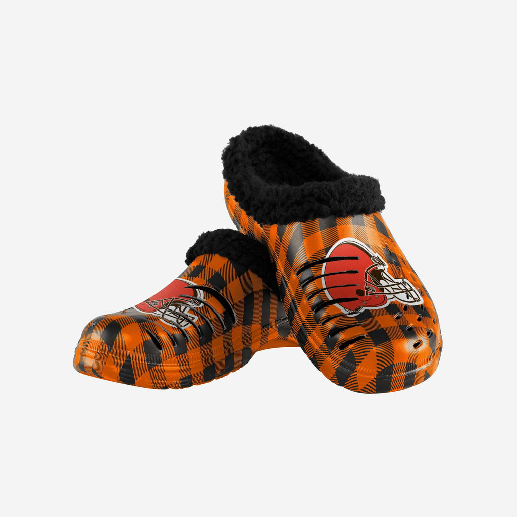 Cleveland Browns Sherpa Lined Buffalo Check Clog FOCO